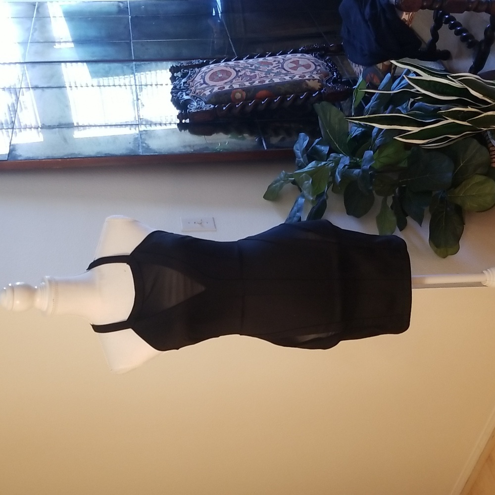 Tobi Skin Tight Black Sheer Mesh Cutout Halter Top Mi… - Gem